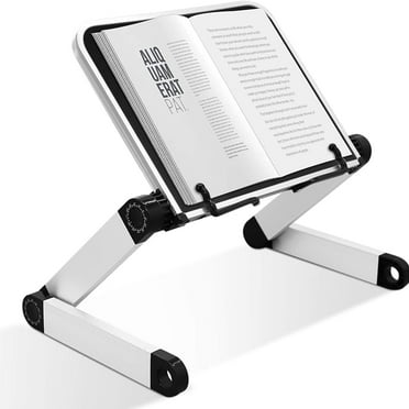 VIVO Adjustable Bamboo Book Stand, Light Wood / White, Laptop ...