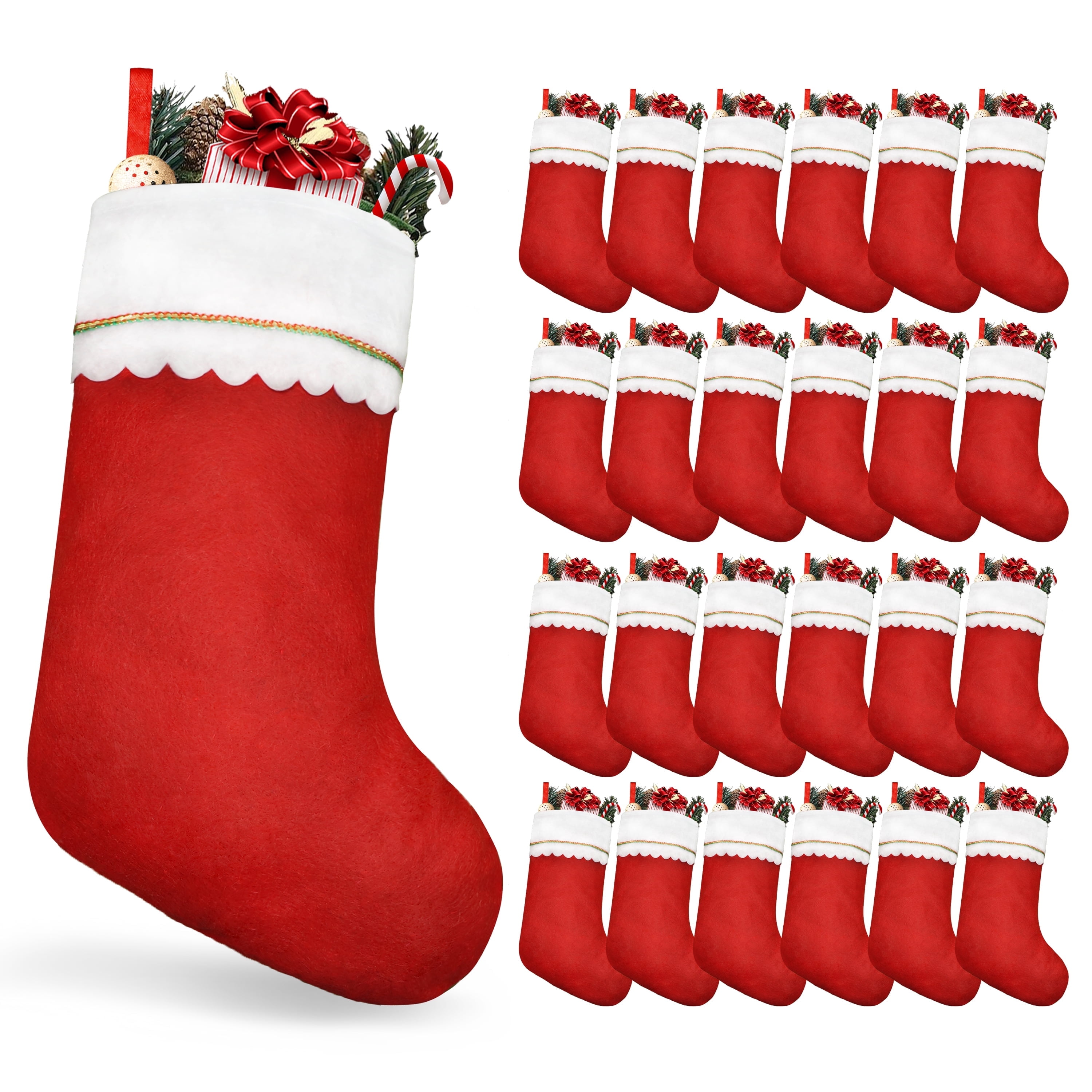 24 Pack Christmas Stockings Bulk,Large 19 Inches Traditional Red and ...