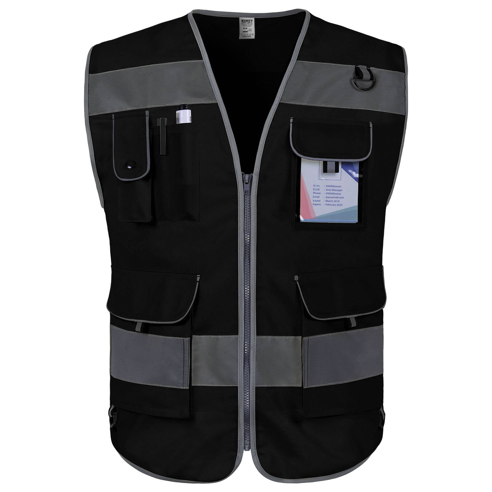 TCCFCCT High Visibility Safety Vest, 9 Pockets Reflective Work Vest ...