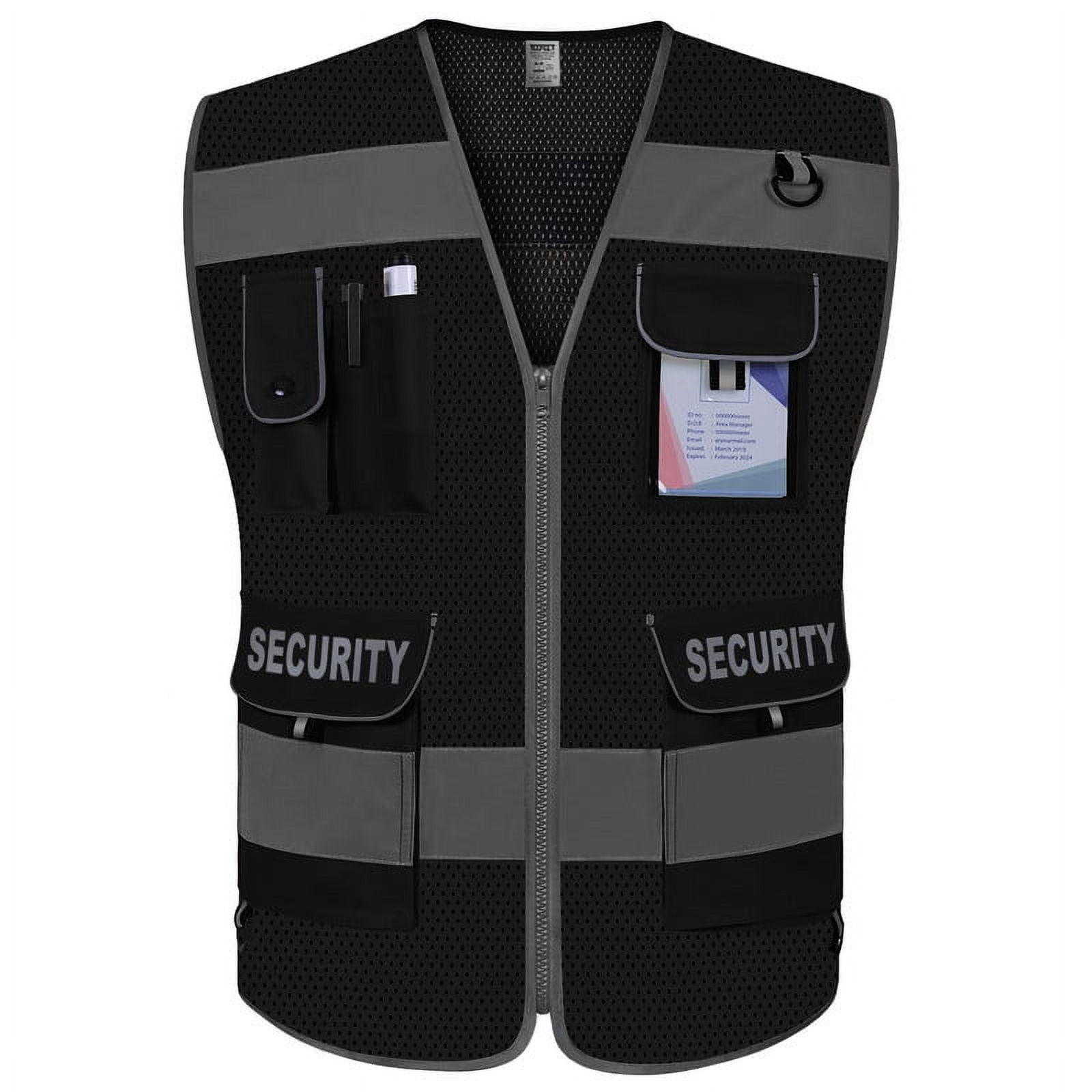 TCCFCCT Mesh Security Vest for Security Guard 9 Pockets High Visibility ...