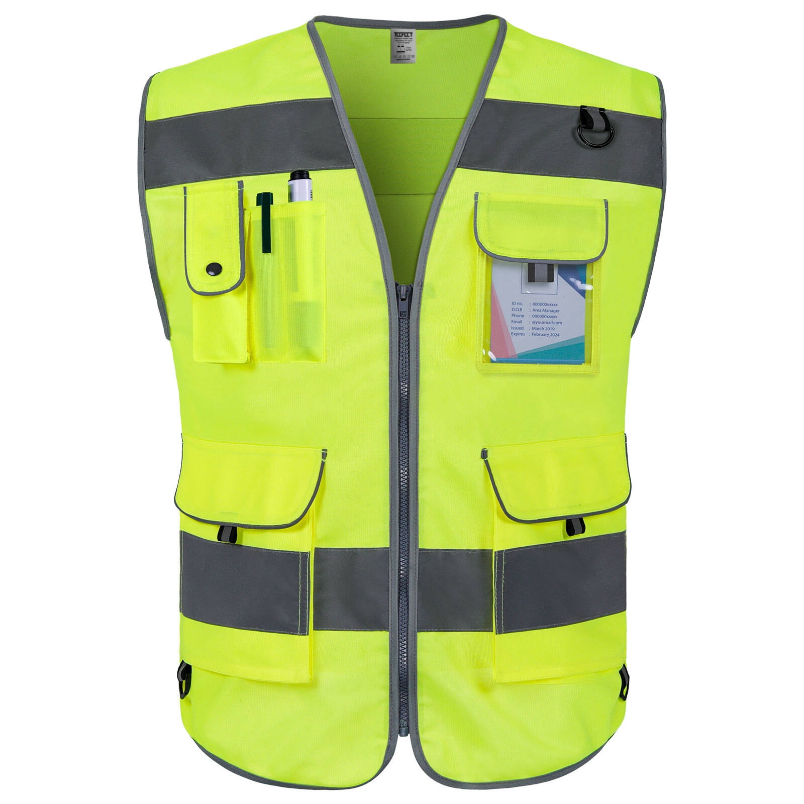 TCCFCCT Safety Vest for Men Women 9 Pockets High Visibility Reflective ...