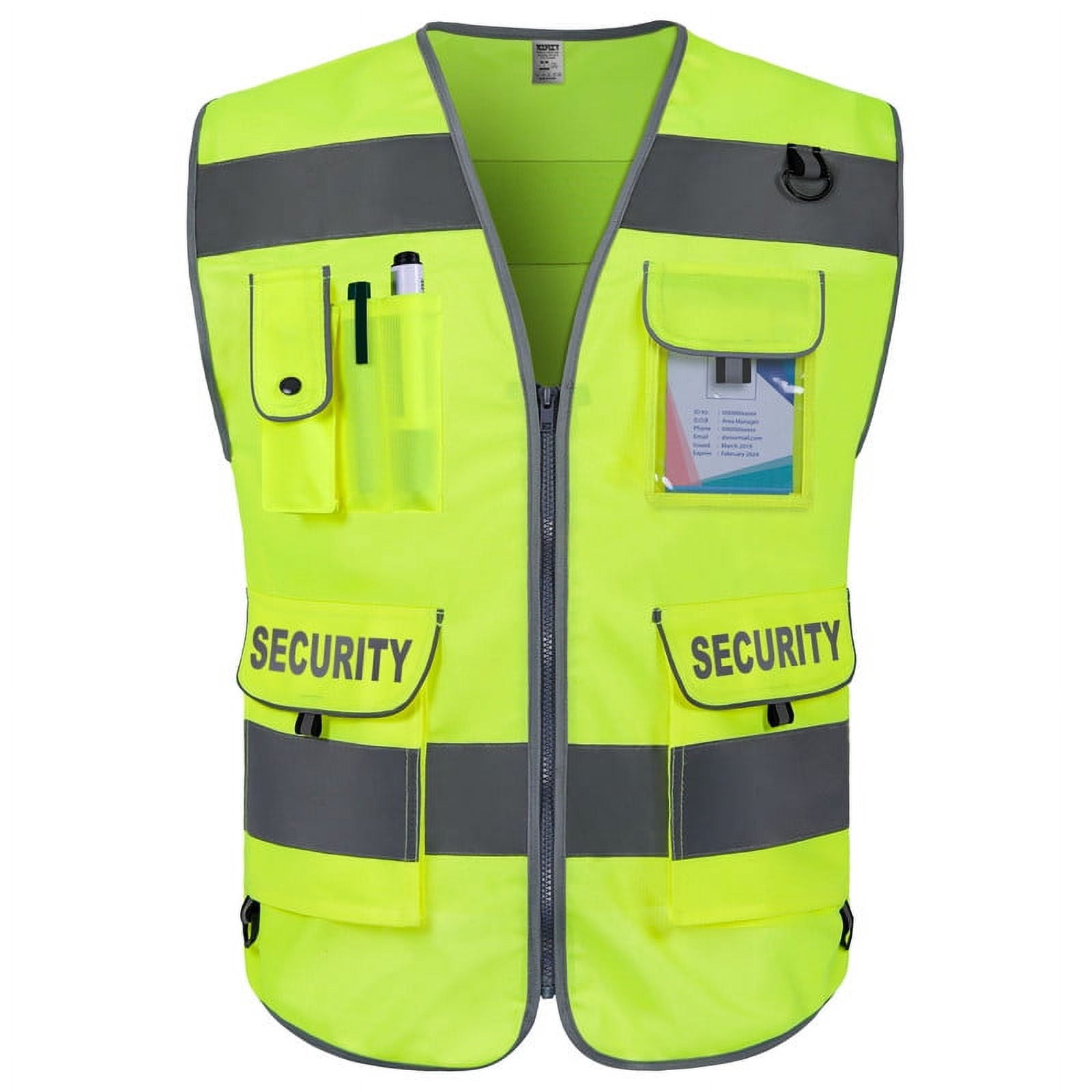 TCCFCCT Security Vest for Security Guard 9 Pockets High Visibility ...