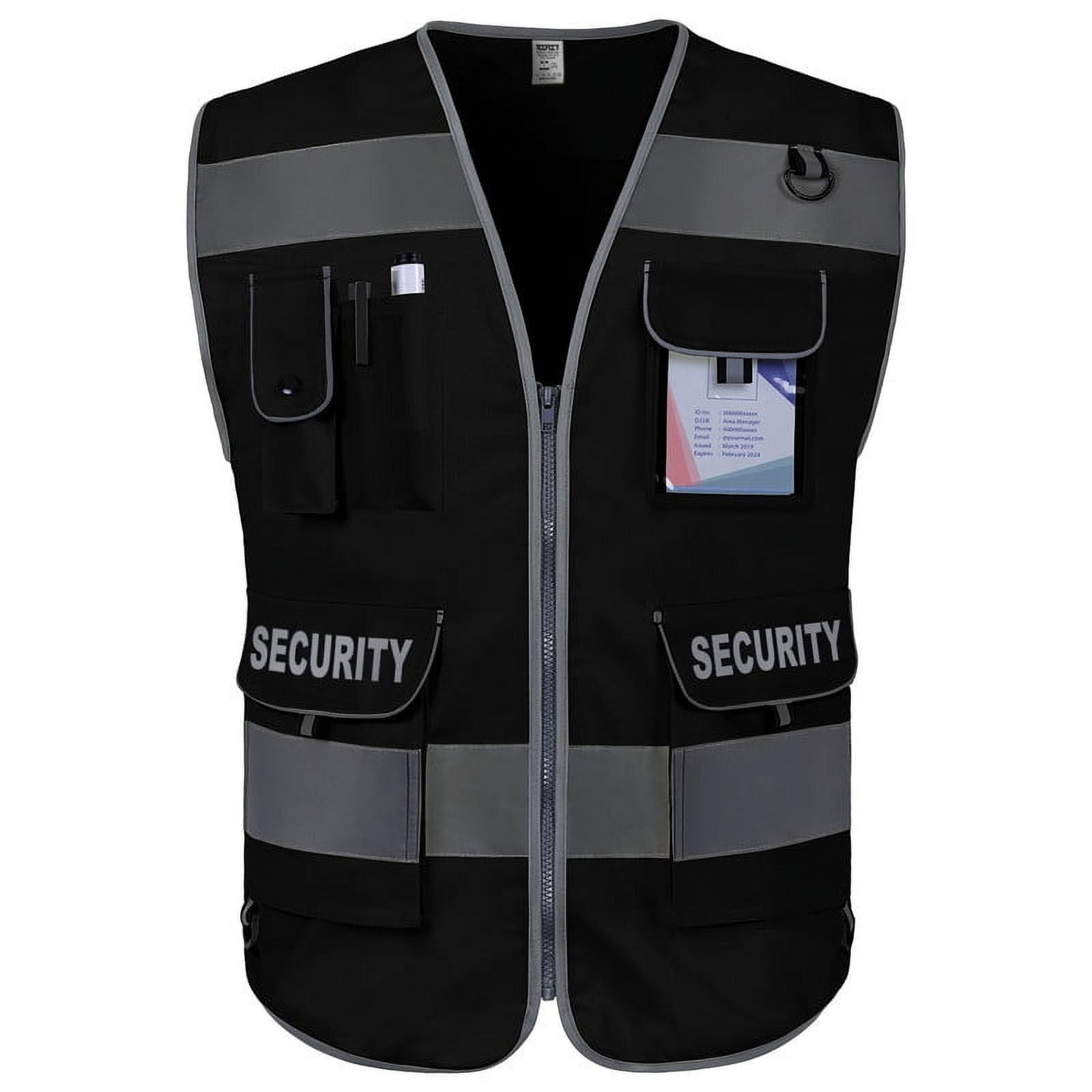 TCCFCCT Security Vest for Security Guard 9 Pockets High Visibility ...
