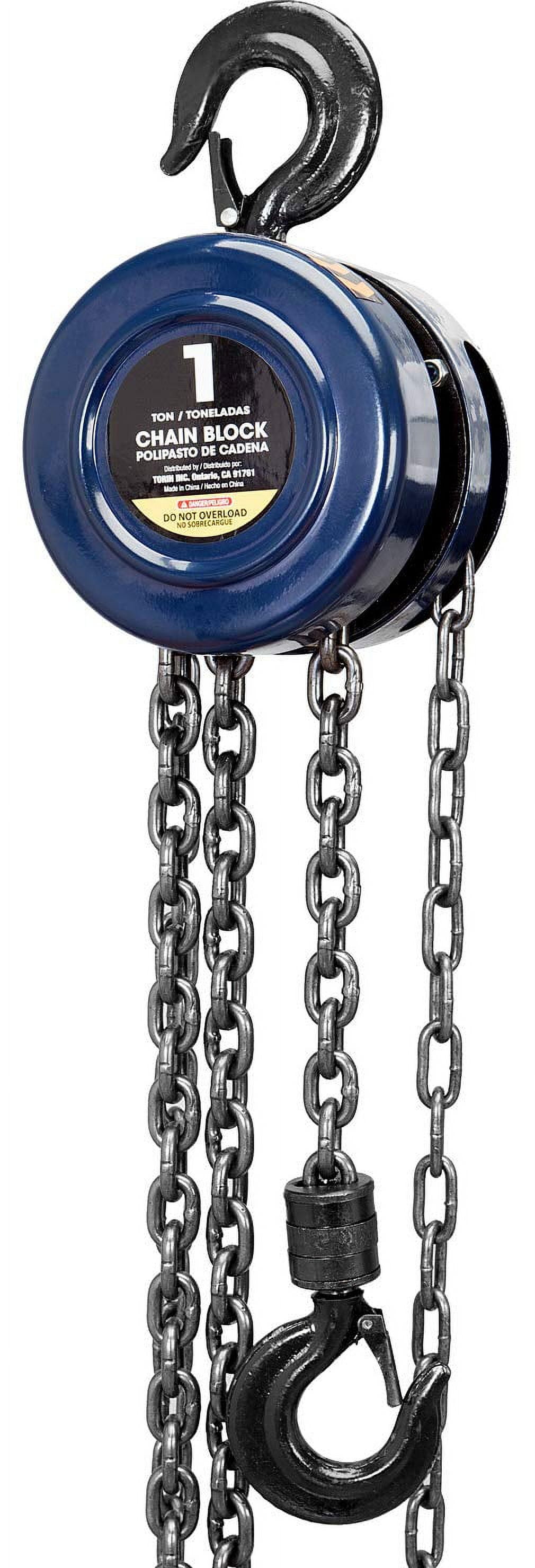 TCE 1 Ton Manual Hand Lift Steel Chain Block Hoist with 2 Hooks,2000 lb ...