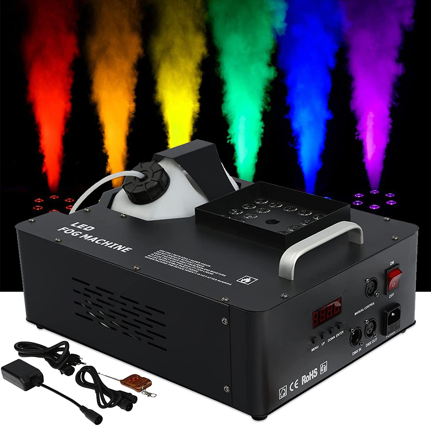 110v 1500w RGB 24 LED Light Stage Fogger Thrower Effect Disco Fog Smoke ...