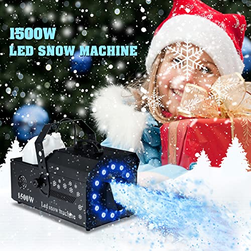 TCFUNDY 1500W Snow Machine with Lights. DMX RGB 12 LED Snow Making ...