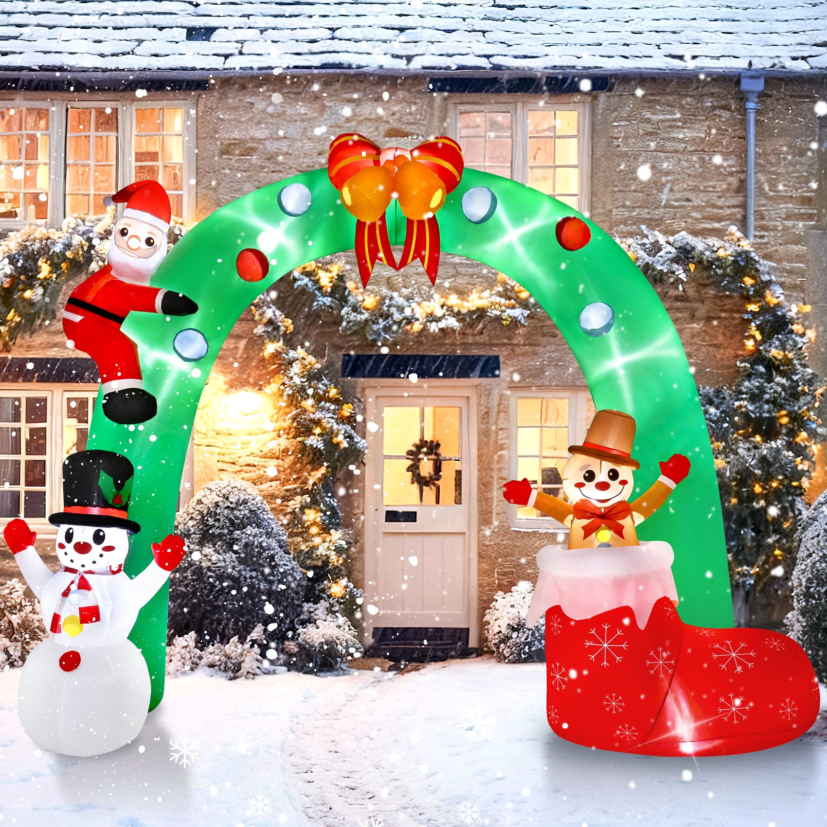 TCFUNDY 9FT Christmas Inflatable Archway Décor with Santa Claus ...