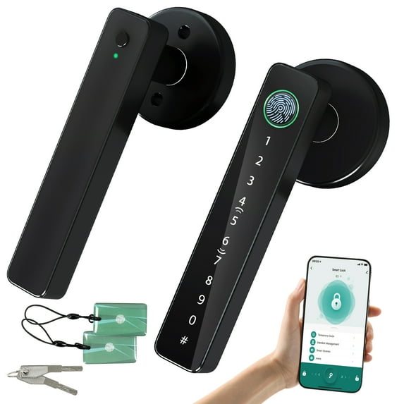 TCFUNDY Keyless Entry Fingerprint Smart Door Lock with Handle, Digital ...