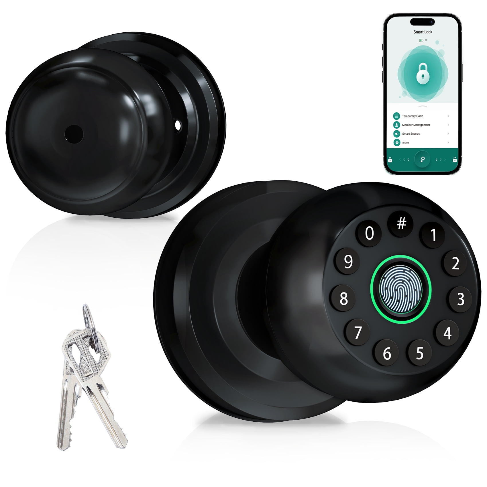 TCFUNDY Smart Keypad Door Lock with Knob, Keyless Entry Digital Lock ...