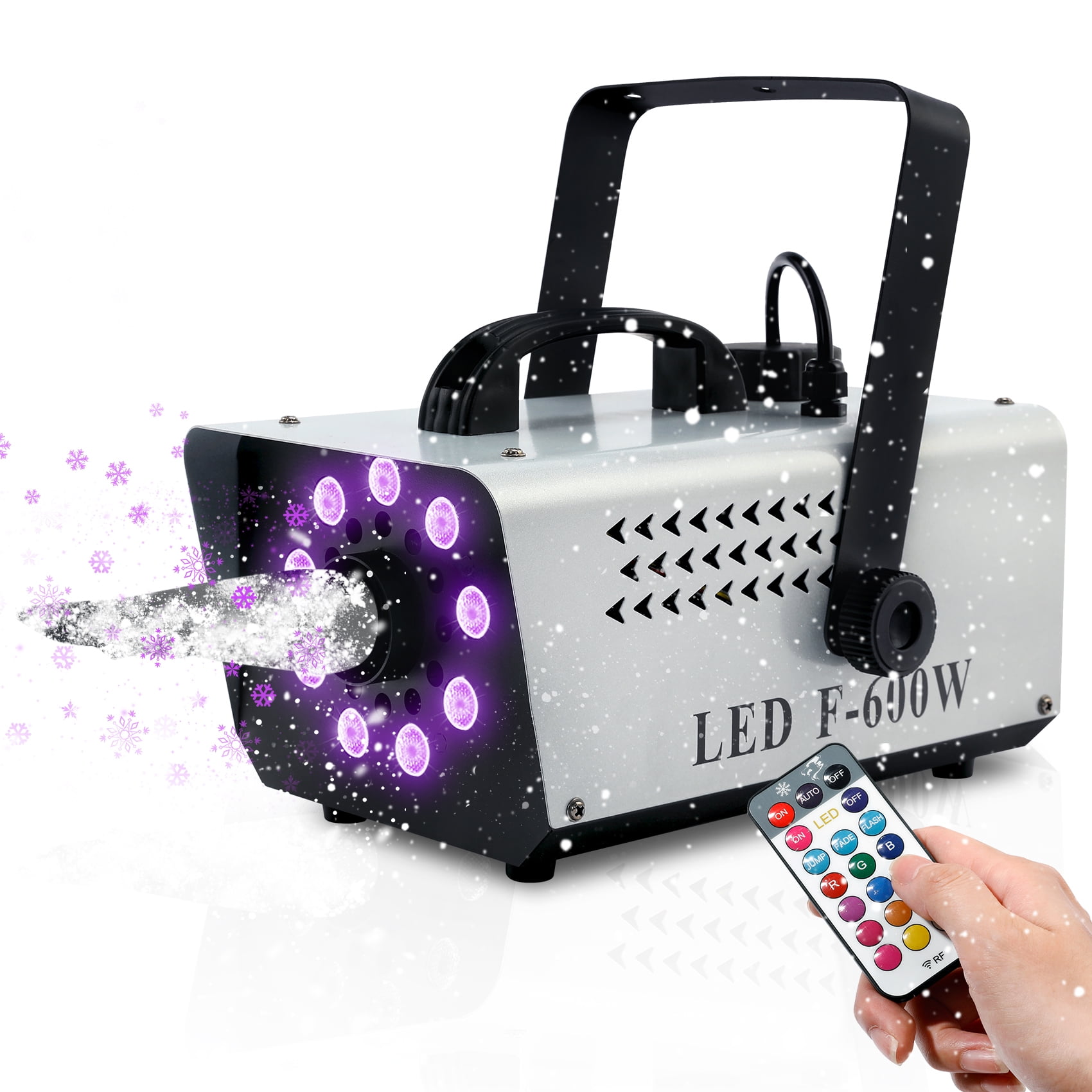 TCFUNDY Snow Machine with 9 LED Lights, 600W Snow Making Machine with ...