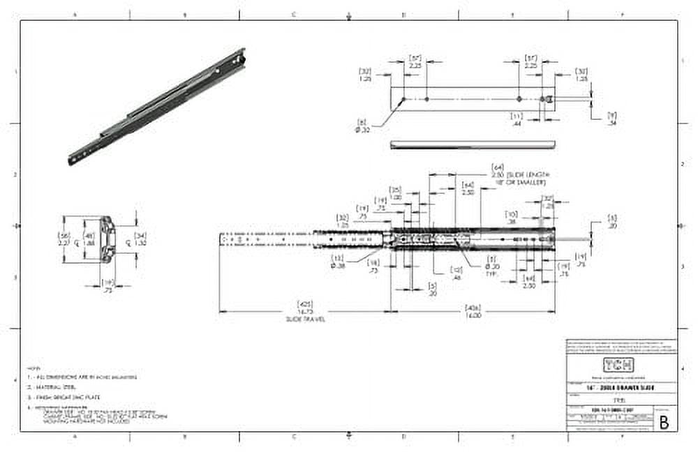 TCH Hardware 16 Inch Heavy Duty 250 lb Steel Drawer Slides - 3/4" Wide ...