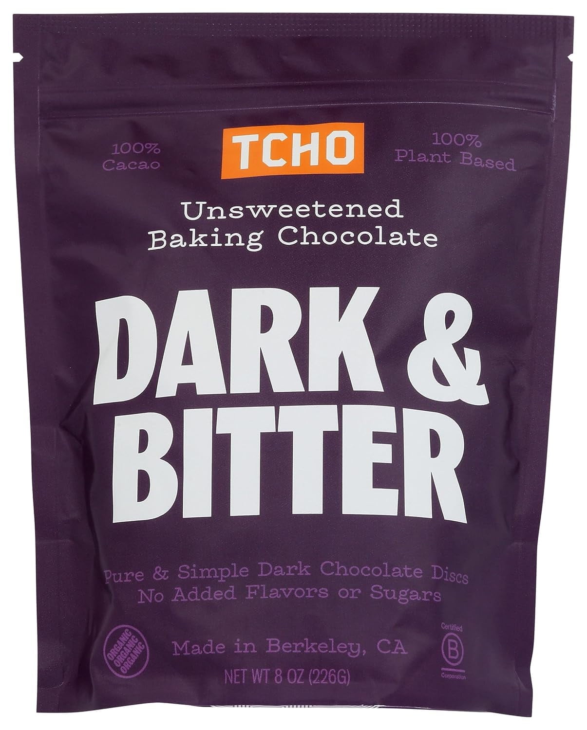 TCHO Chocolate - Unsweetened Baking Chocolate Dark & Bitter - 8 oz ...