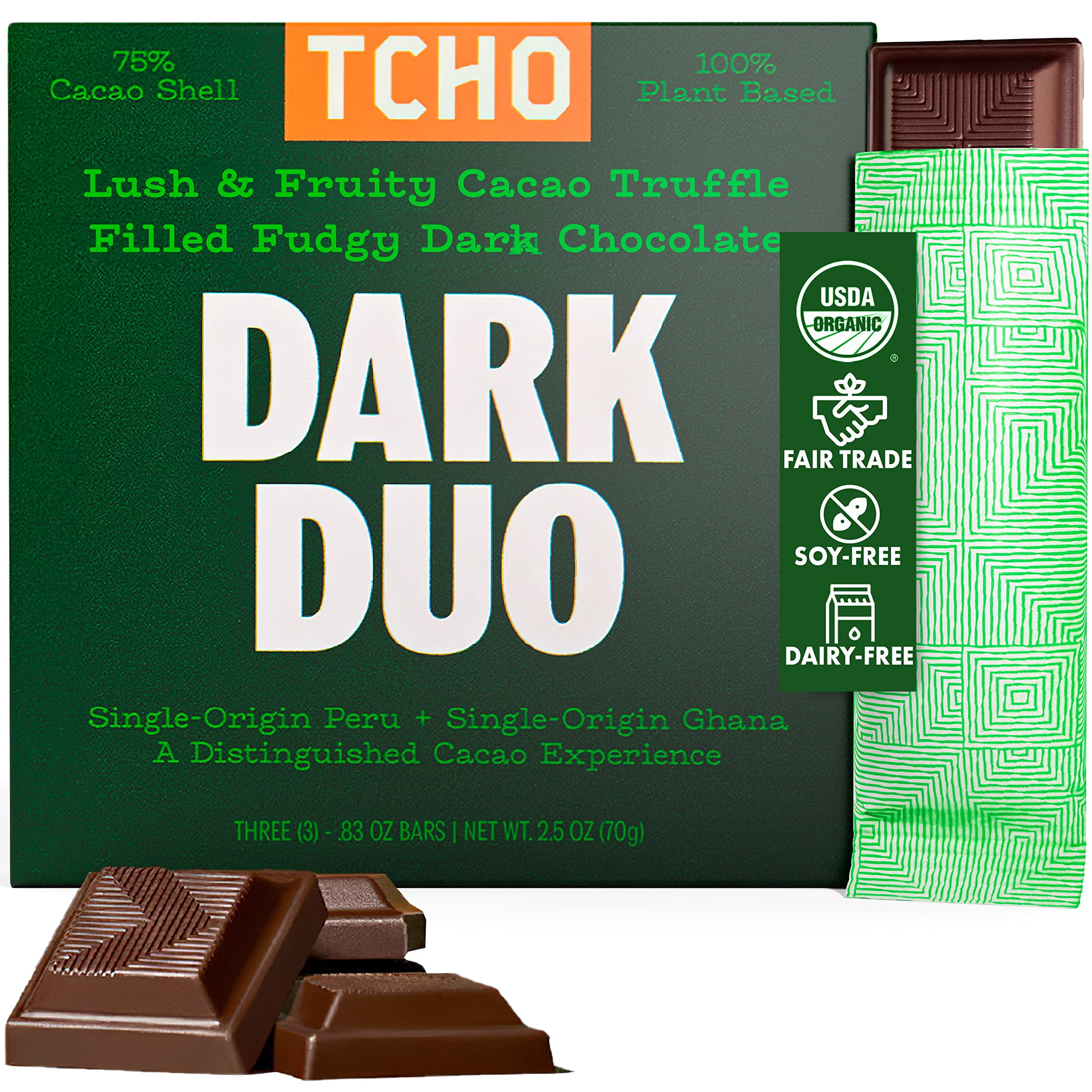 TCHO Dark Dark Duo Chocolate Bar 2.5 oz - Walmart.com