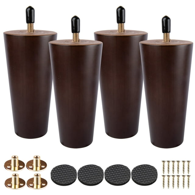 TCHOSUZ 4 inch / 10cm Wooden Furniture Legs, Set of 4 Solid Wood ...