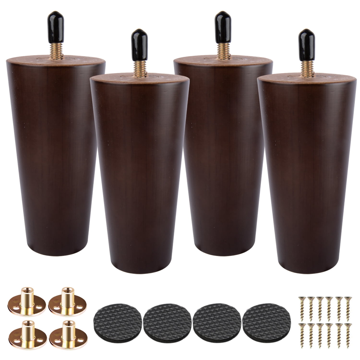 TCHOSUZ 6 inch / 15cm Wooden Furniture Legs, Set of 4 Solid Wood ...