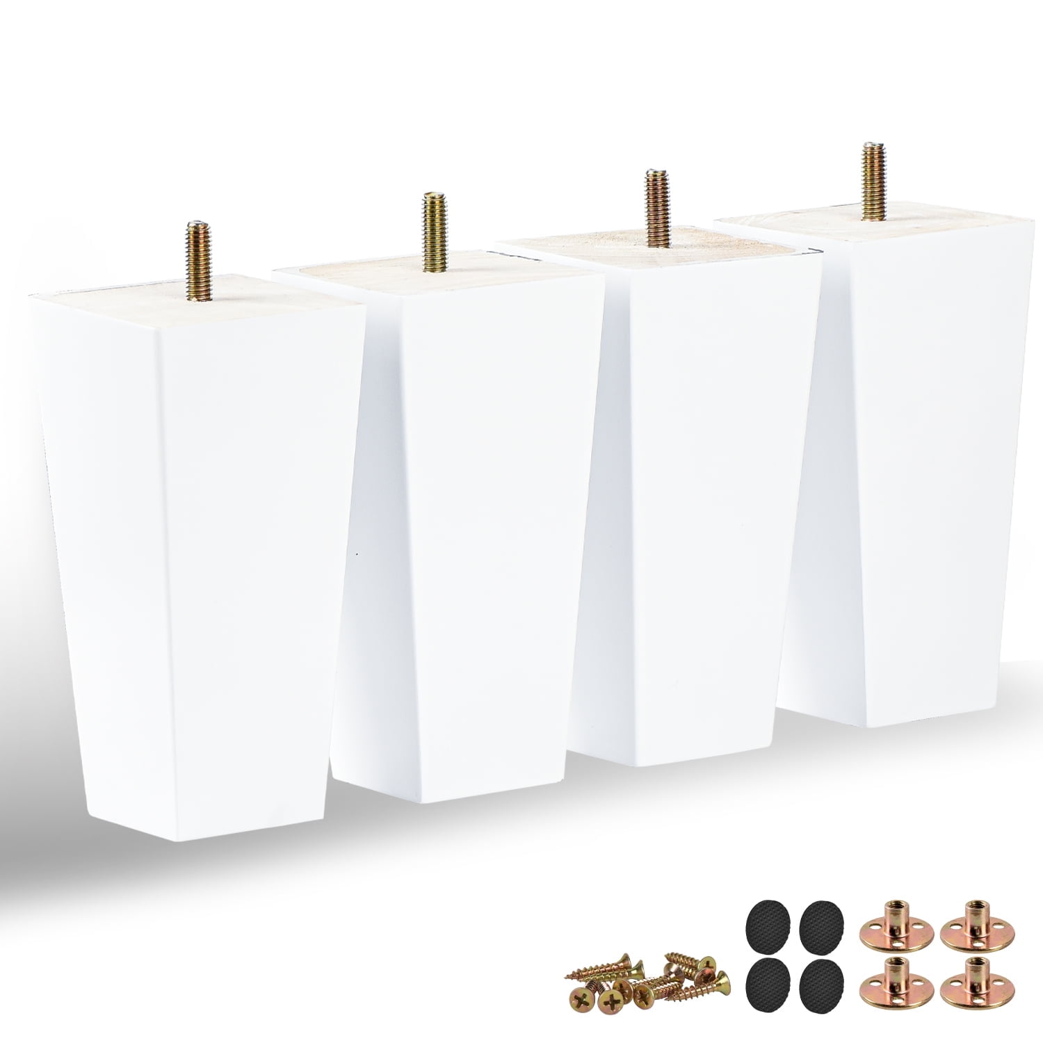 TCHOSUZ 8 Inch / 20cm Wooden Furniture Legs, Set of 4 Solid Wood White ...