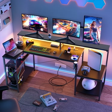 Bestier Collection Gaming Desk for Kids with LED and Monitor Stand ...