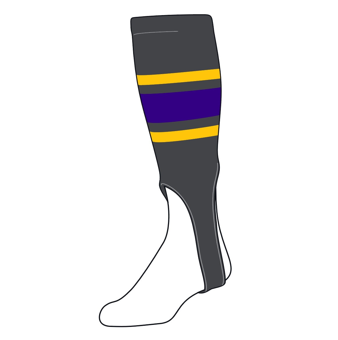 TCK Baseball Stirrups Large (300E, 7in) Graphite, Gold, Purple ...