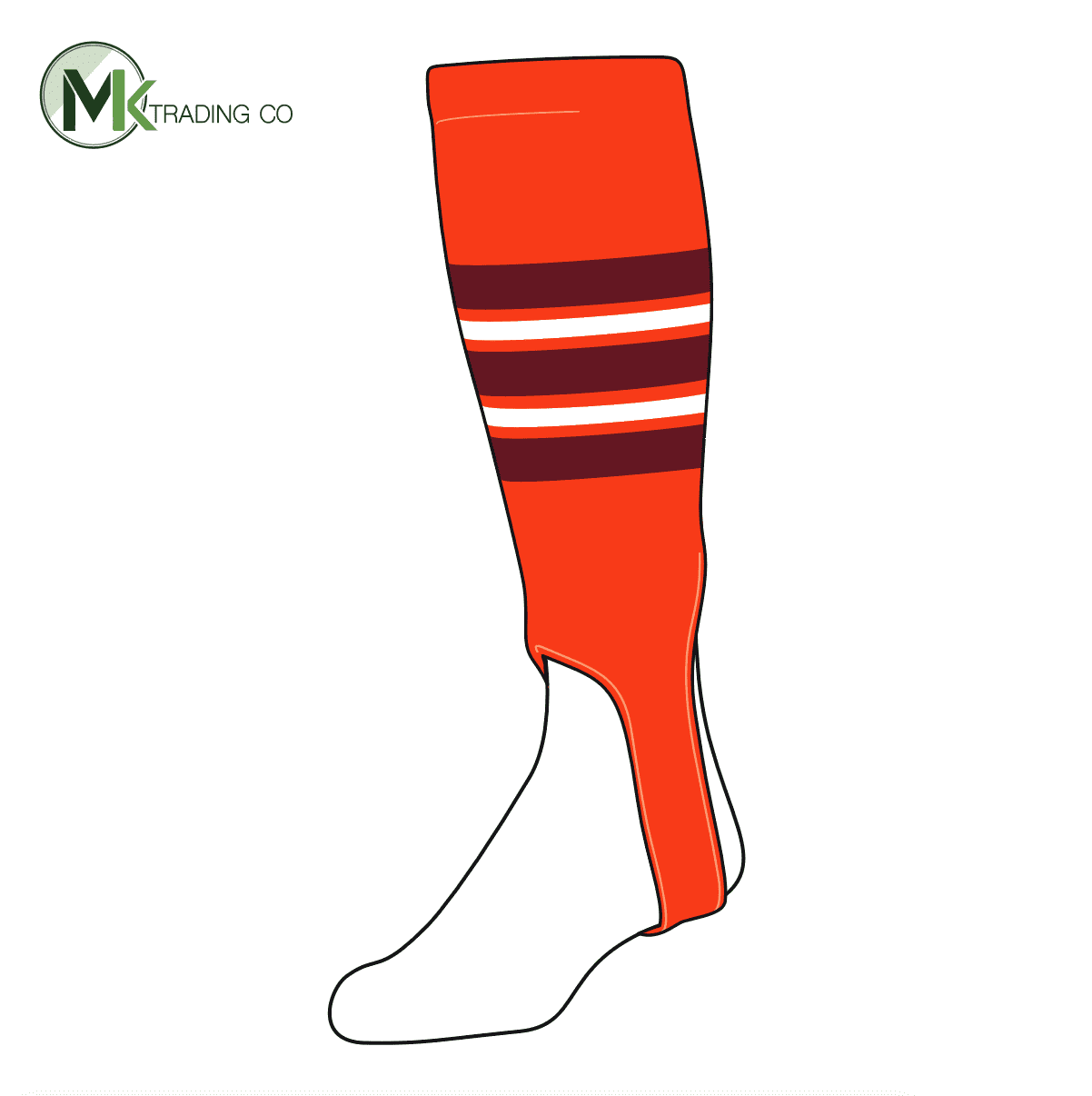 TCK Baseball Stirrups Large (300F, 5in) Orange, Cardinal, White ...