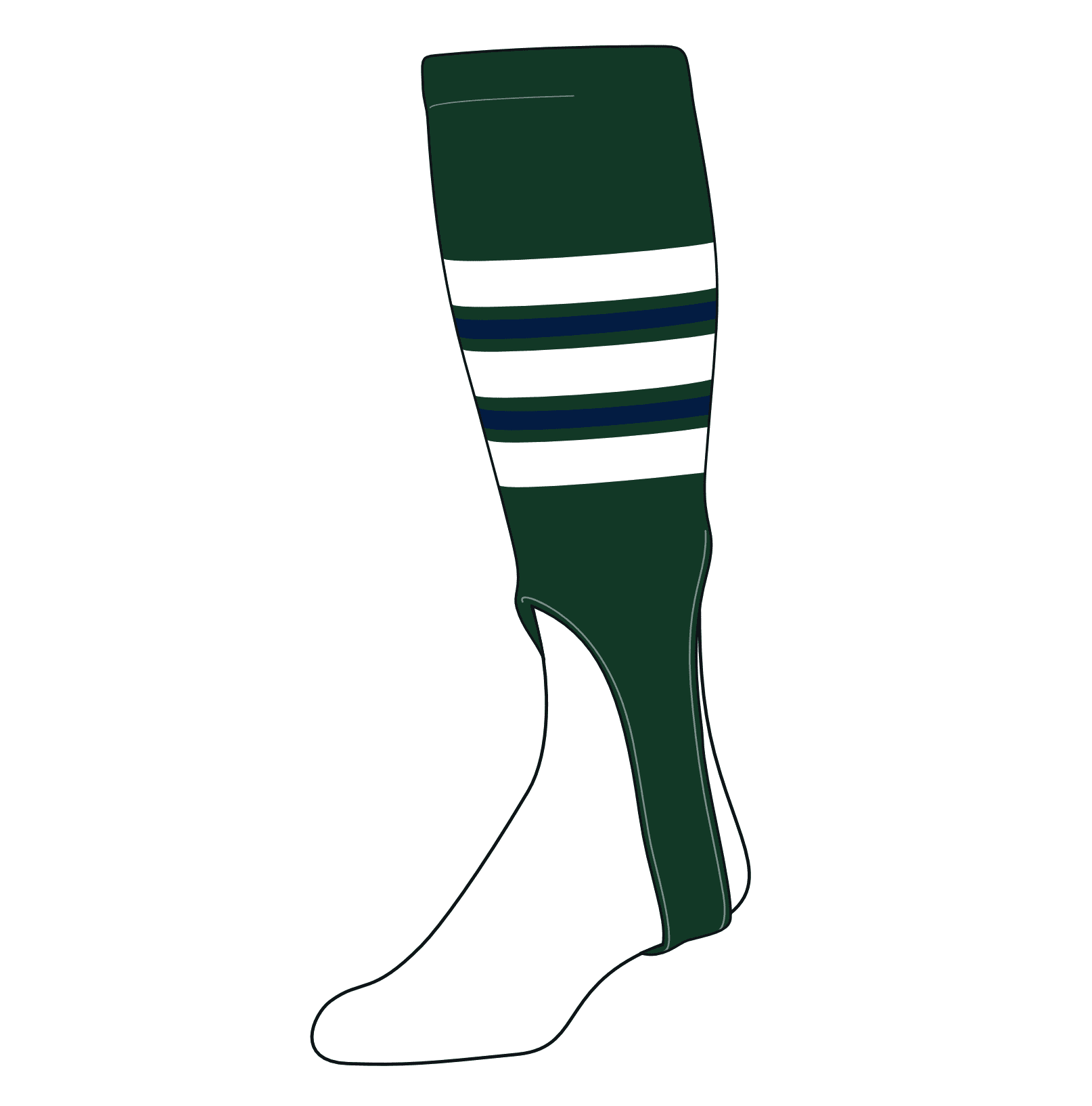 TCK Baseball Stirrups Medium (200F, 7in) Dk Green, White, Navy ...