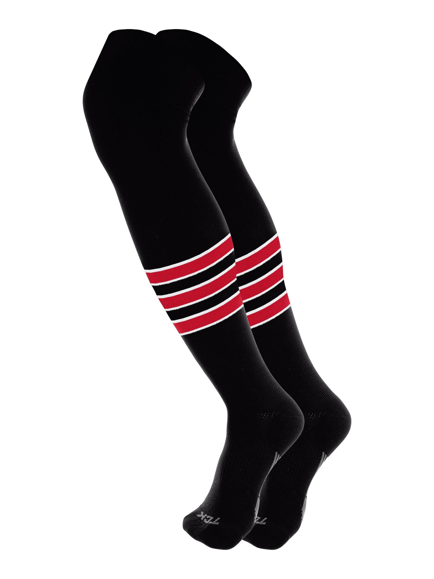 TCK Dugout Striped Over the Knee Baseball Socks - Black White Scarlet ...