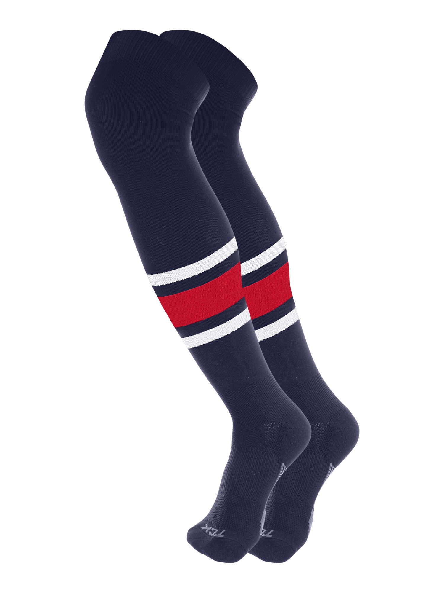TCK Dugout Striped Over the Knee Baseball Socks Pattern E - Navy White ...