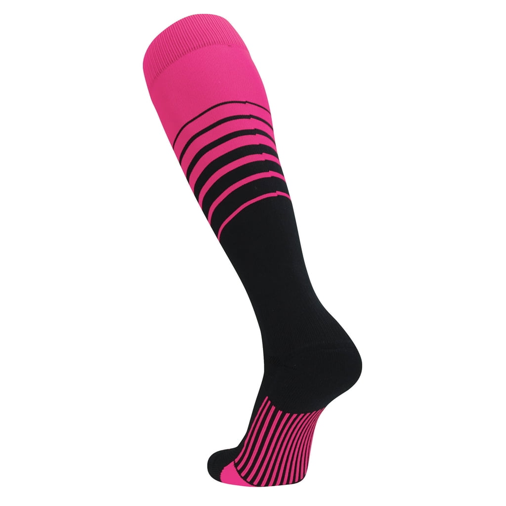 TCK Elite Breaker Fade Lines Knee High Soccer Socks (Hot Pink, Black, L ...