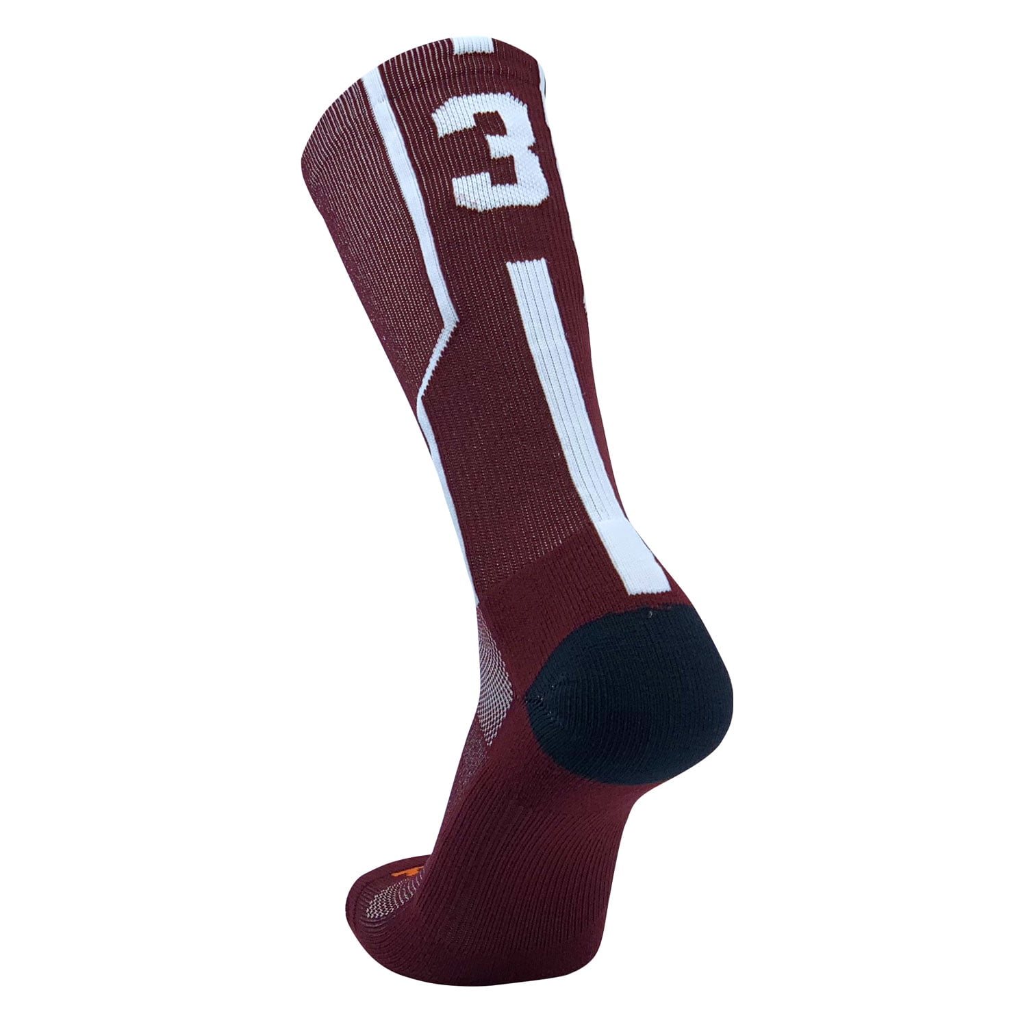 TCK Player ID Jersey Number Crew Socks Maroon White Singles (Small, #3 ...
