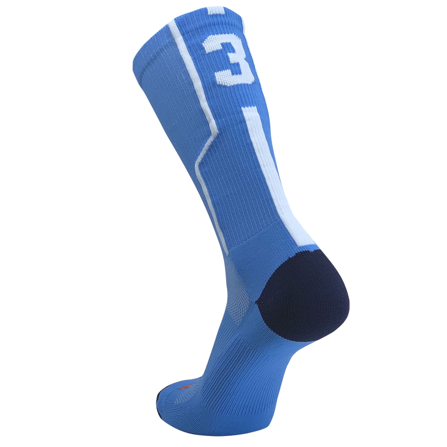 TCK Player ID Jersey Number Single Crew Sock - Carolina Blue White ...