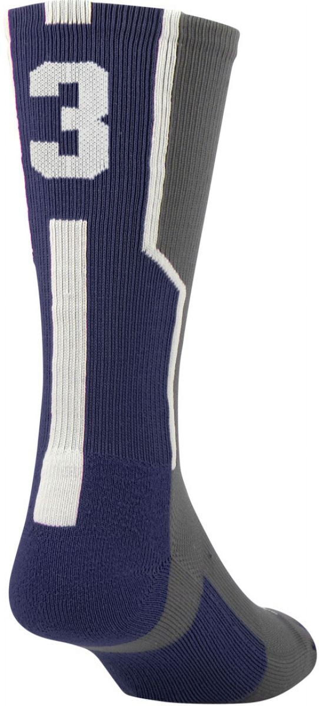 TCK Player ID Number Single Crew Sock (NOT a Pair) - Gray Ny Wh ...