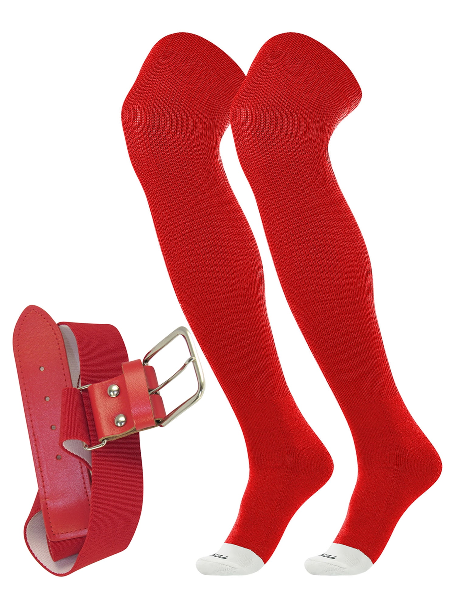 TCK Prosport Baseball Socks and Belt Combo Over the Knee (Scarlet, X ...