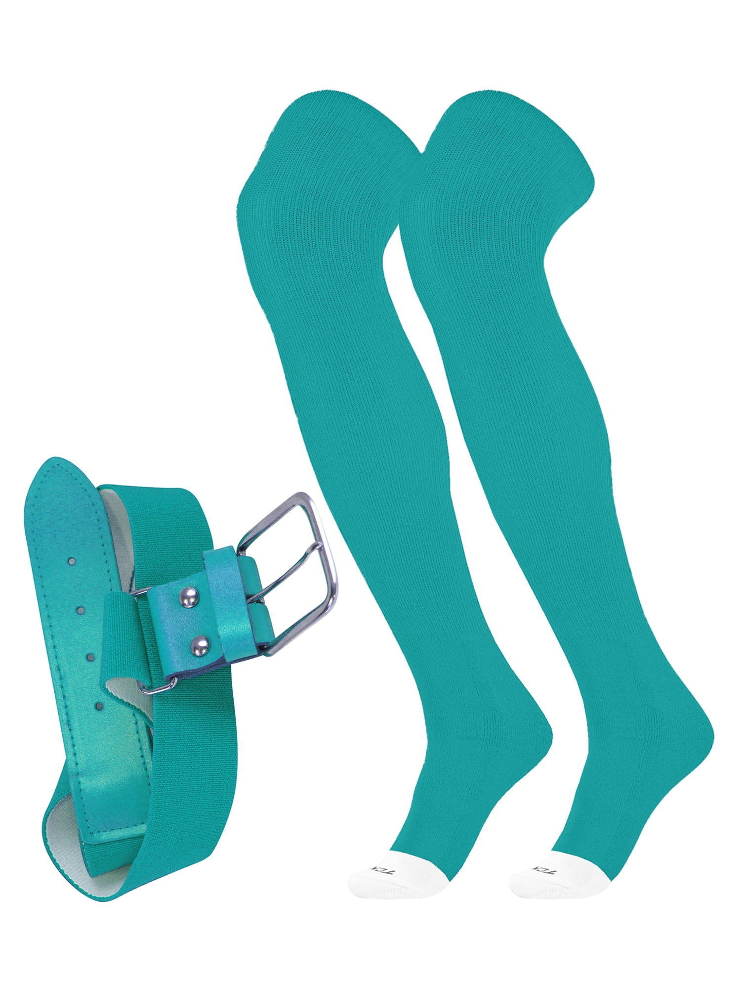 TCK Prosport Baseball Socks and Belt Combo Over the Knee (Teal, X-Large ...