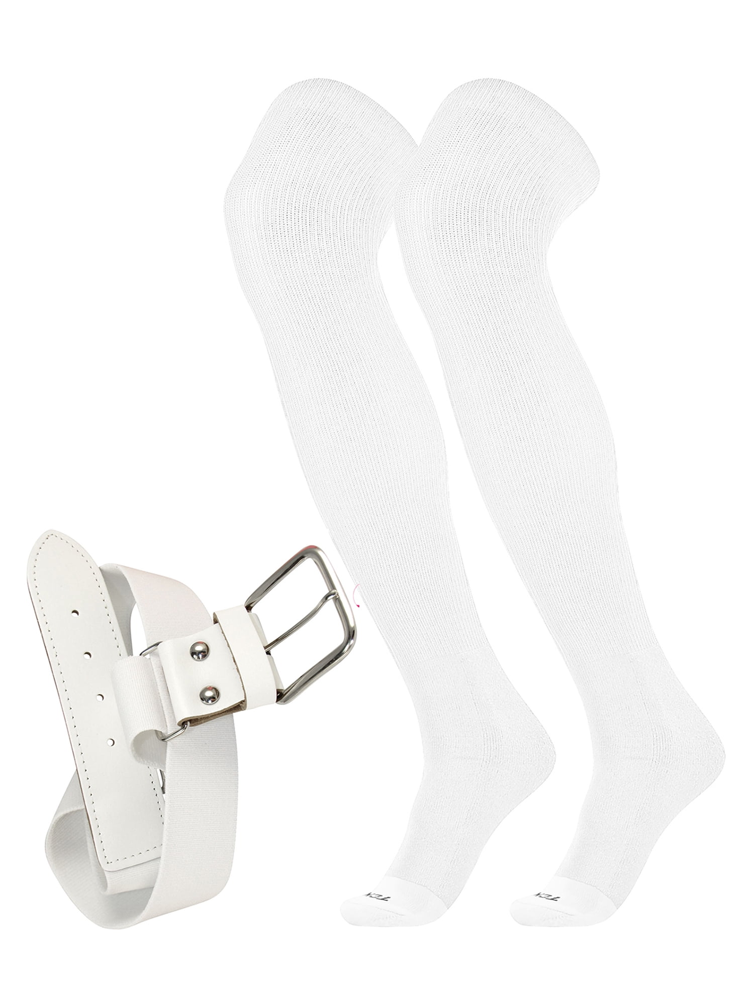 TCK Prosport Baseball Socks and Belt Combo Over the Knee (White, X ...