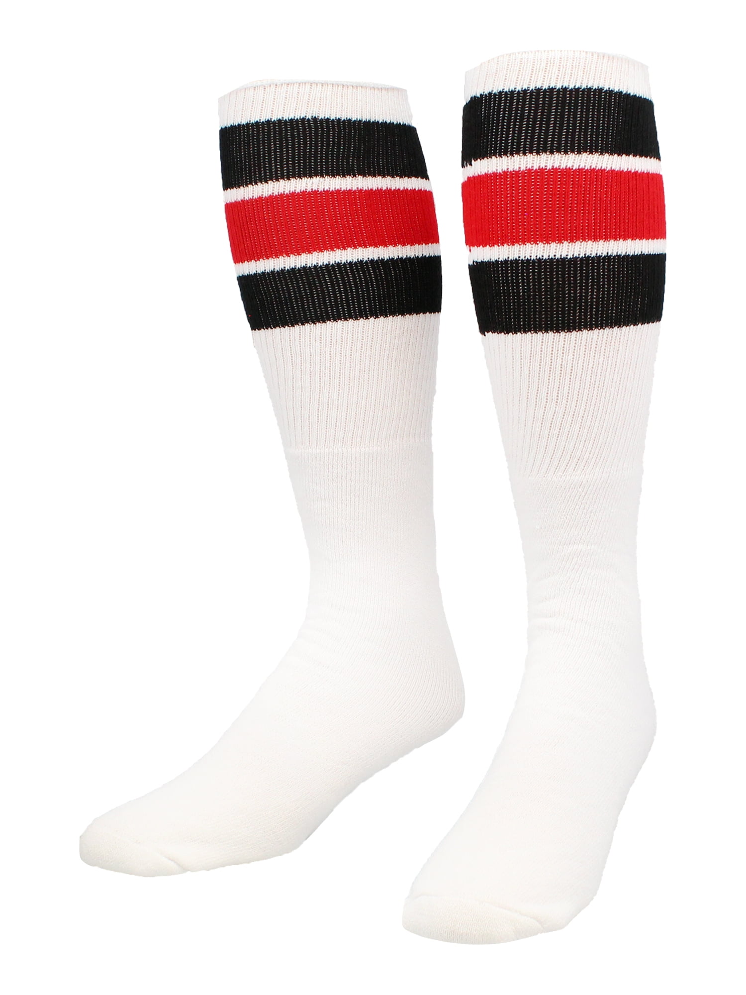 TCK Retro 3 Stripe Tube Socks (Black/Scarlet, Medium) - Walmart.com