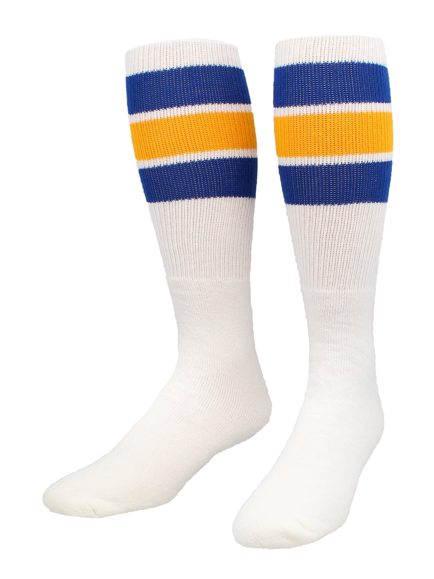 TCK Retro 3 Stripe Tube Socks (Royal/Gold, Large) - Walmart.com