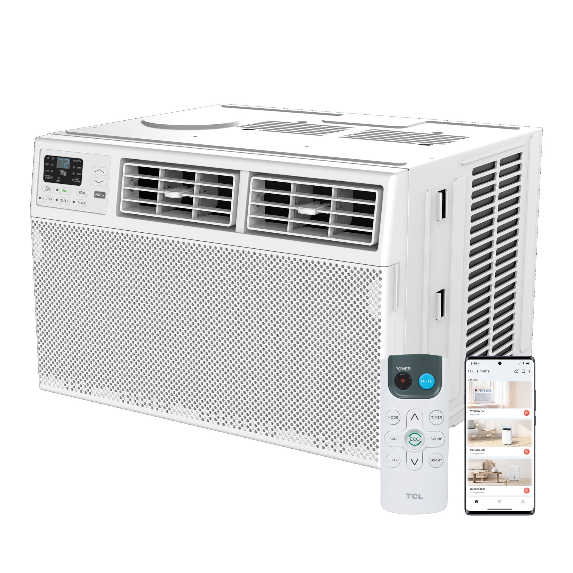 TCL 10,000 BTU Smart Window Air Conditioner, Fan & Dehumidifier, 450 Sq. Ft., Remote Control ...