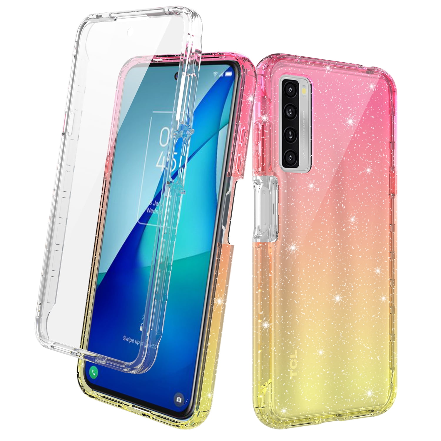 TCL 20S Case With Built-in Screen Protector, Rosebono Hybrid Glitter ...