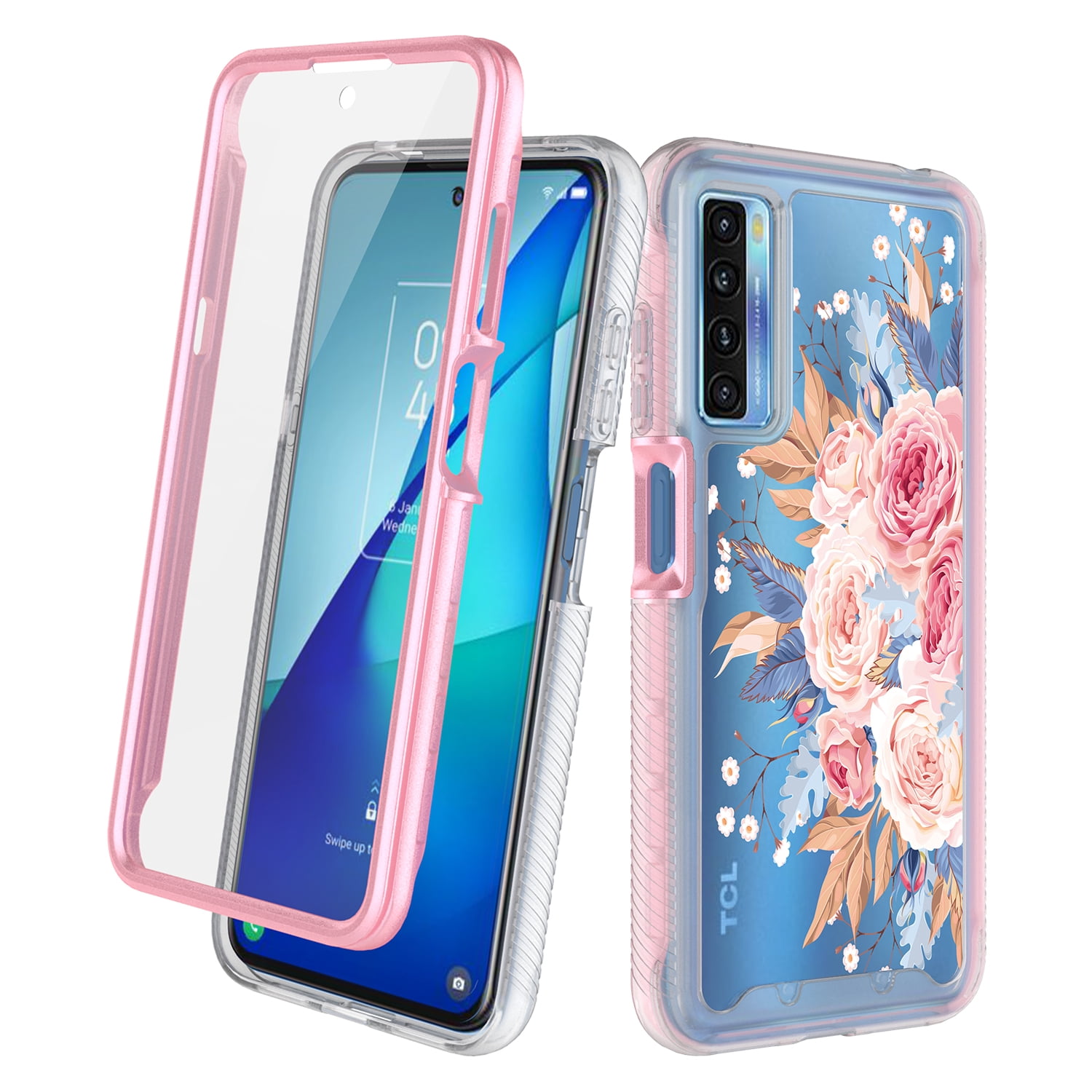 TCL 20S Case With Built-in Screen Protector, Rosebono Hybrid Graphic ...