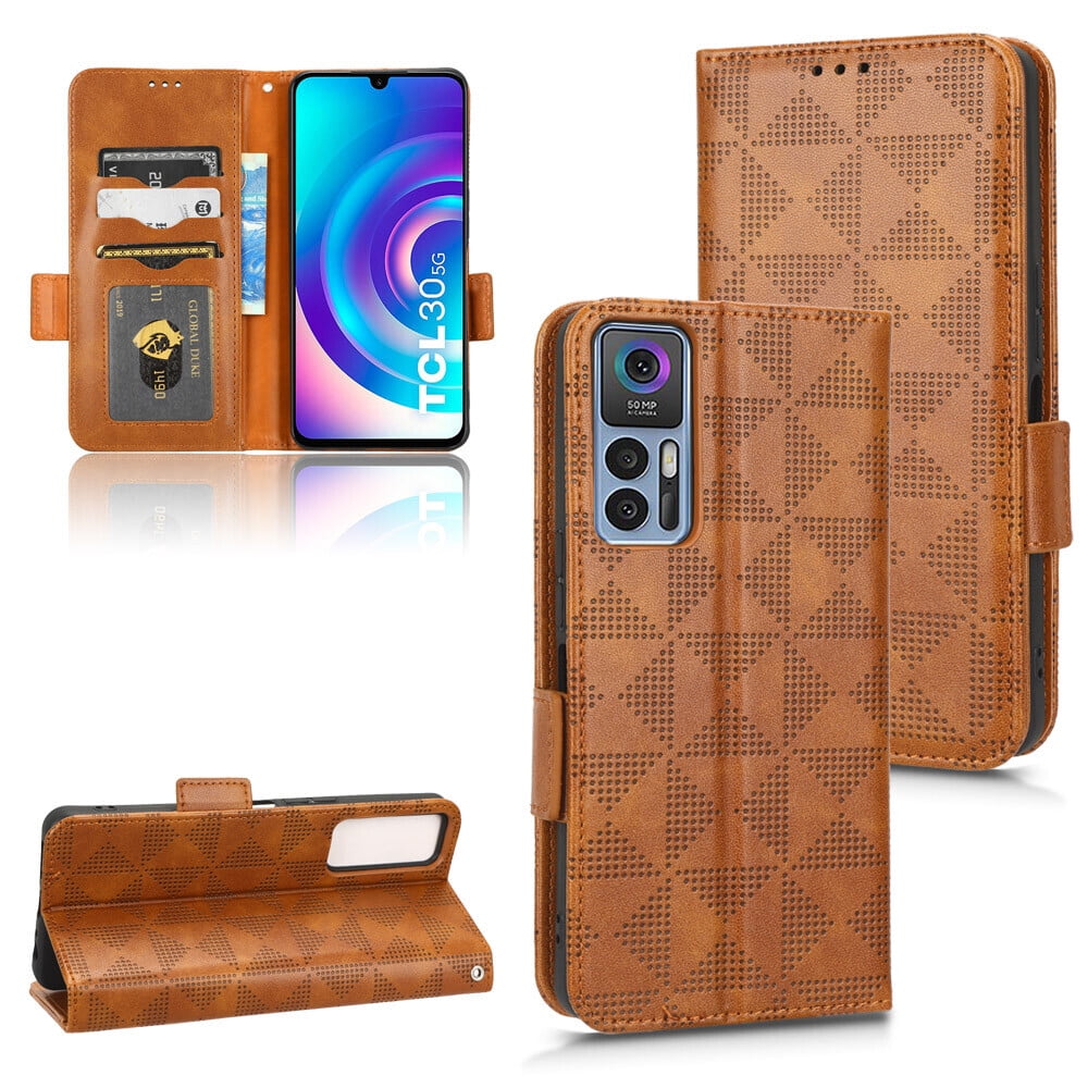 TCL 30 5G Case , Leather Wallet Cover Magnetic Full Body Shockproof ...