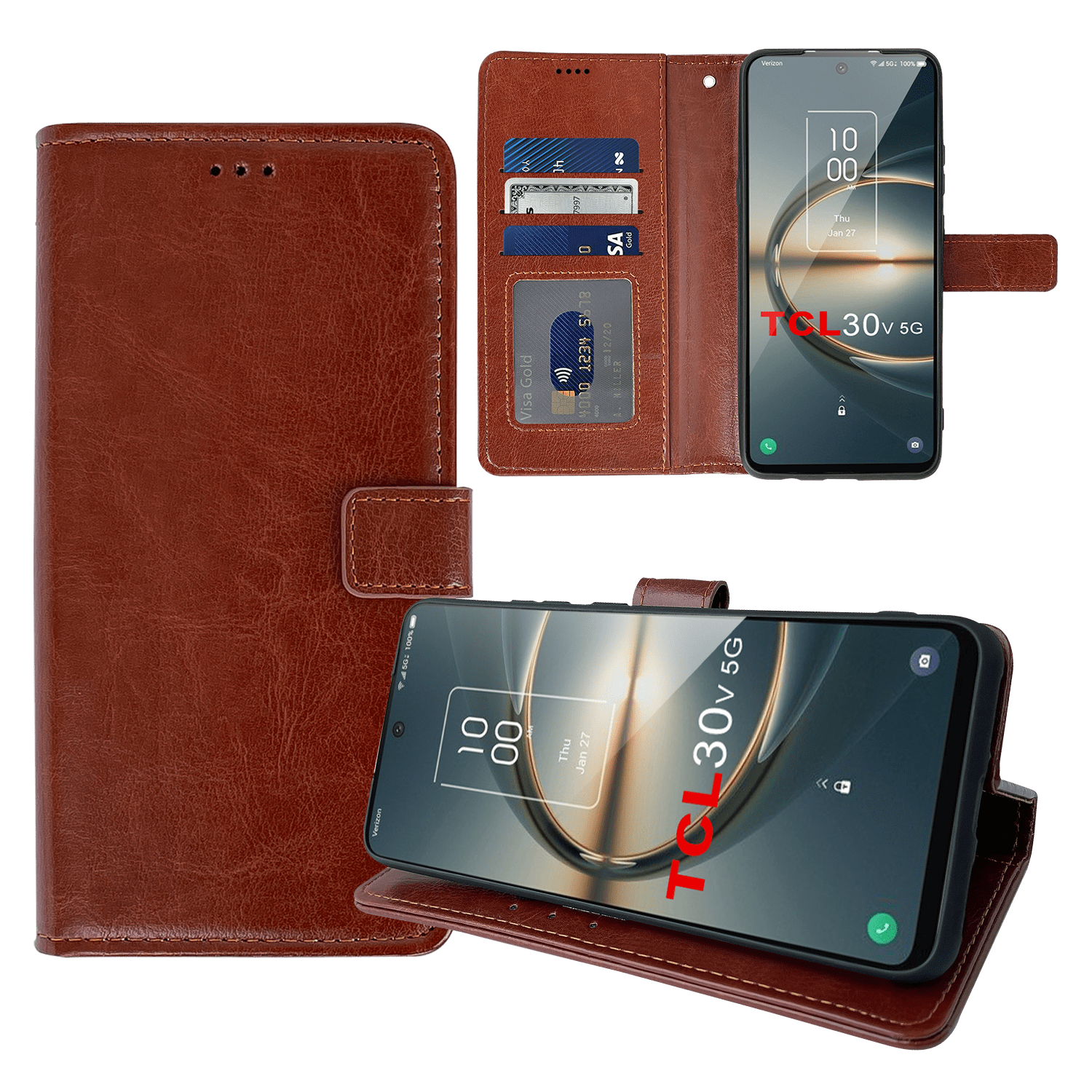 TCL 30 V 5G Case, CBUS Wallet Flip Case with Card Holders Folio for TCL 30v 5G Case Cover ...