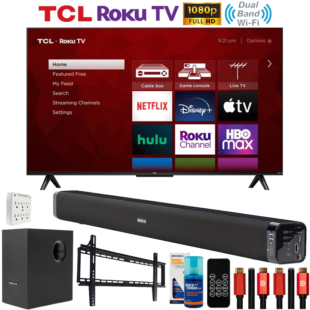 TCL 40S355 40" Class 3-Series Full HD 1080p LED Smart Roku TV Bundle ...