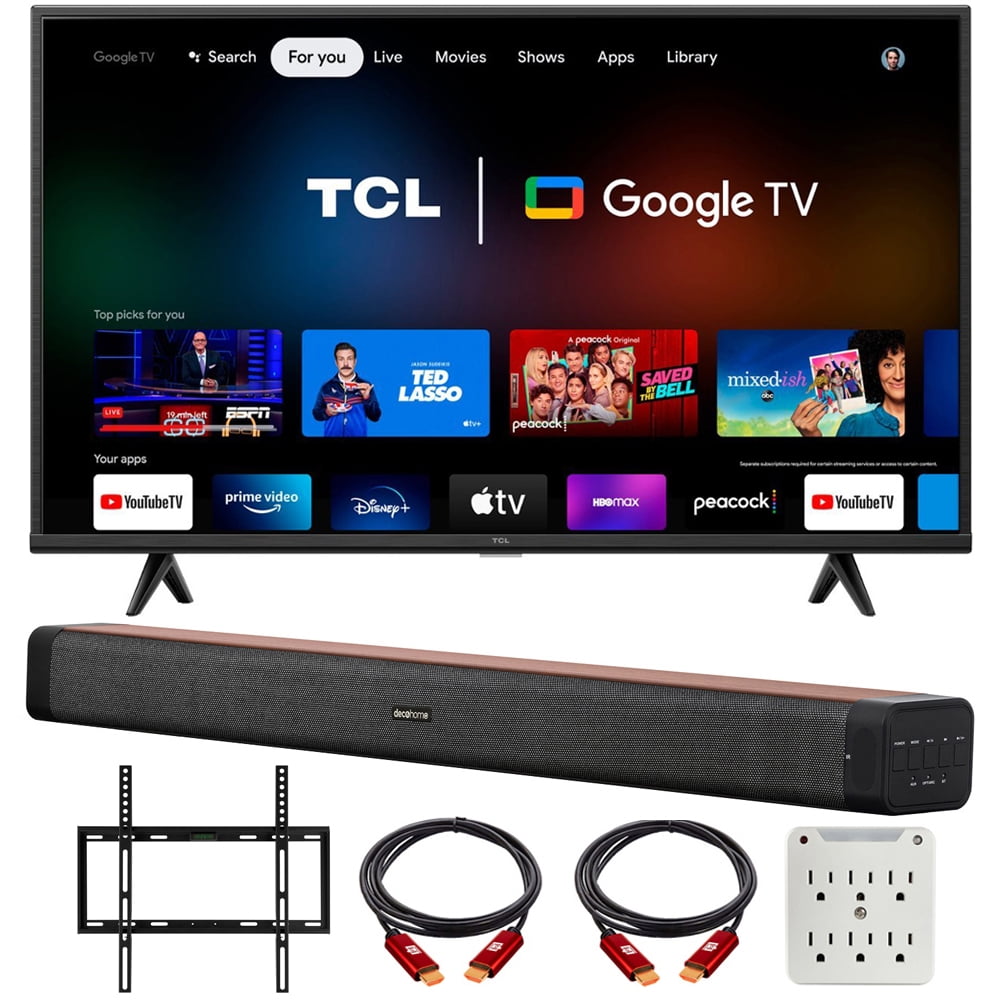 TCL 43S446 43" Class 4-Series 4K UHD HDR Smart Google TV Bundle with ...