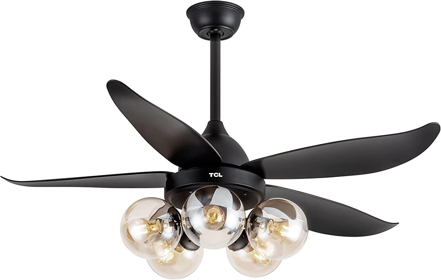 TCL 48" Black Ceiling Fan with Lights Remote Control, Classic Ceiling ...