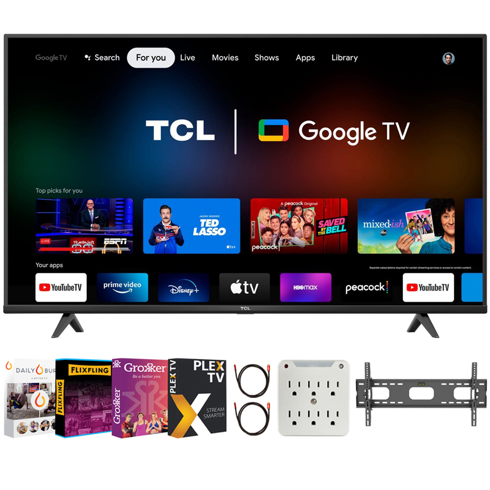 TCL 65S446 65 inch Class 4-Series 4K UHD HDR Smart Google TV 2022 Model Bundle with Premiere ...