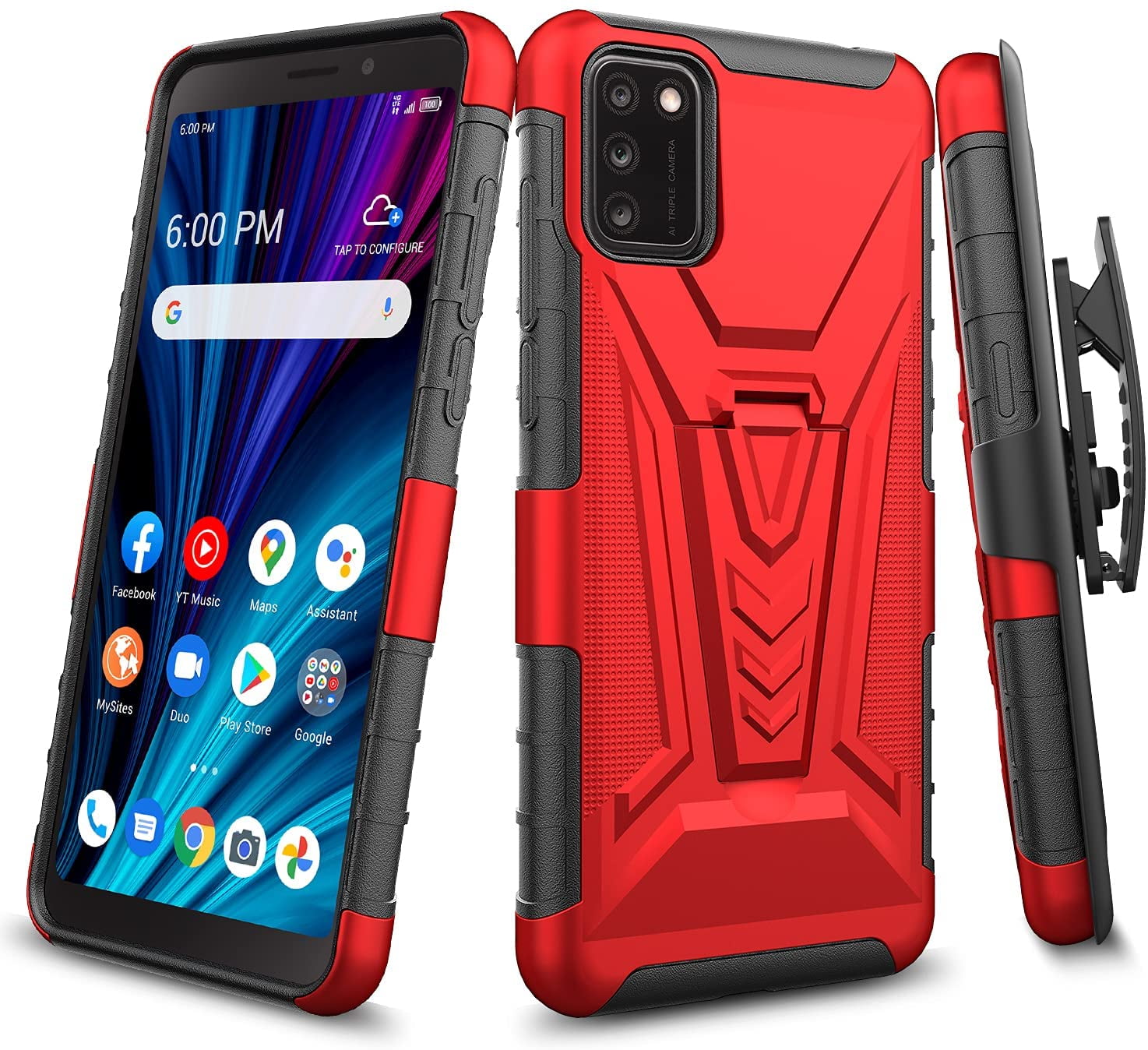 TCL ION Z / TCL A3 A509DL / TCL A30 Belt Clip Holster Kickstand Shock ...