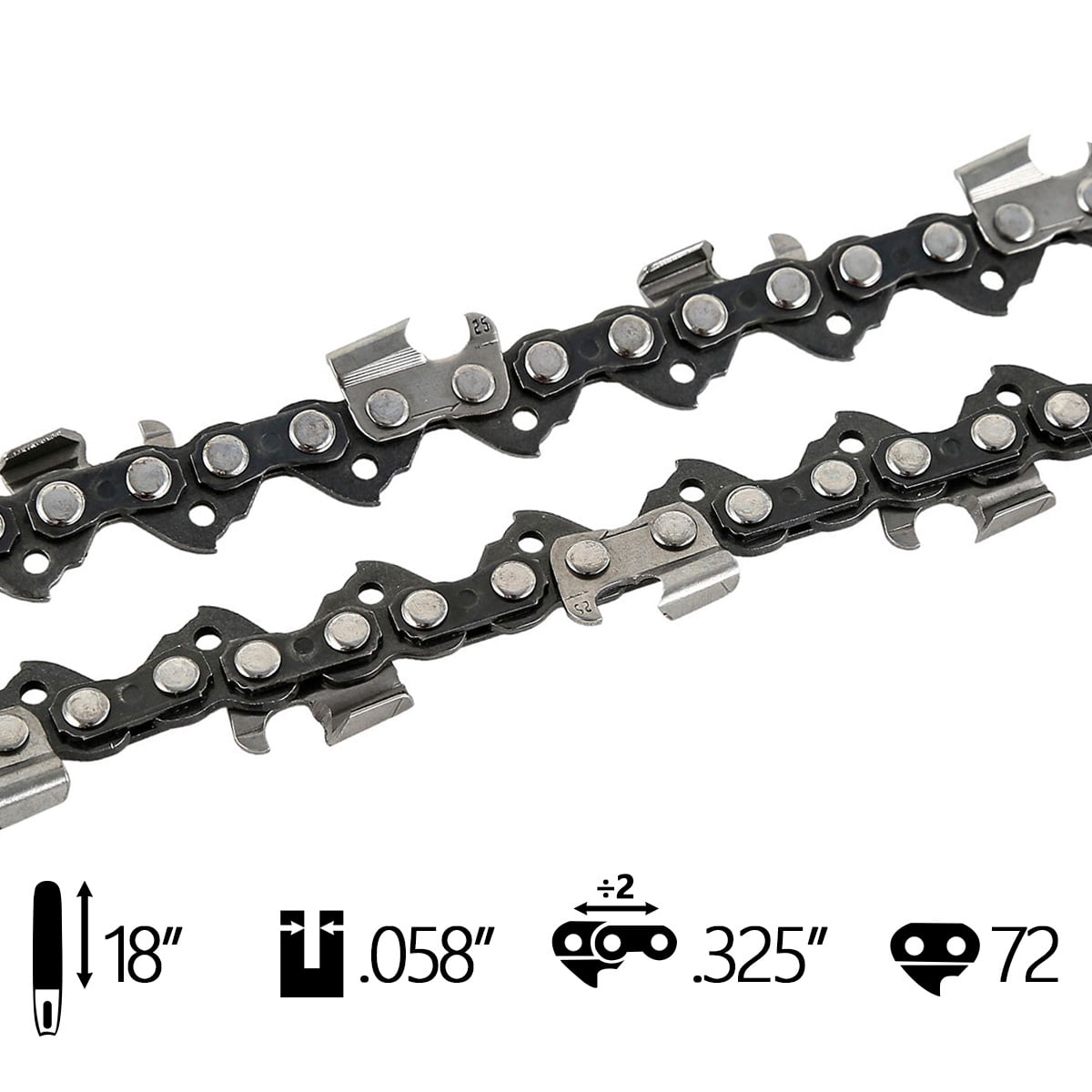 TCMT 18" Chainsaw Saw Chain Blade .325" Pitch .058" Gauge 72DL Chain ...