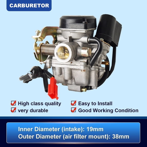 TCMT 50cc GY6 Electric Choke Carburetor, Scooter Moped ATV Parts, 4 ...