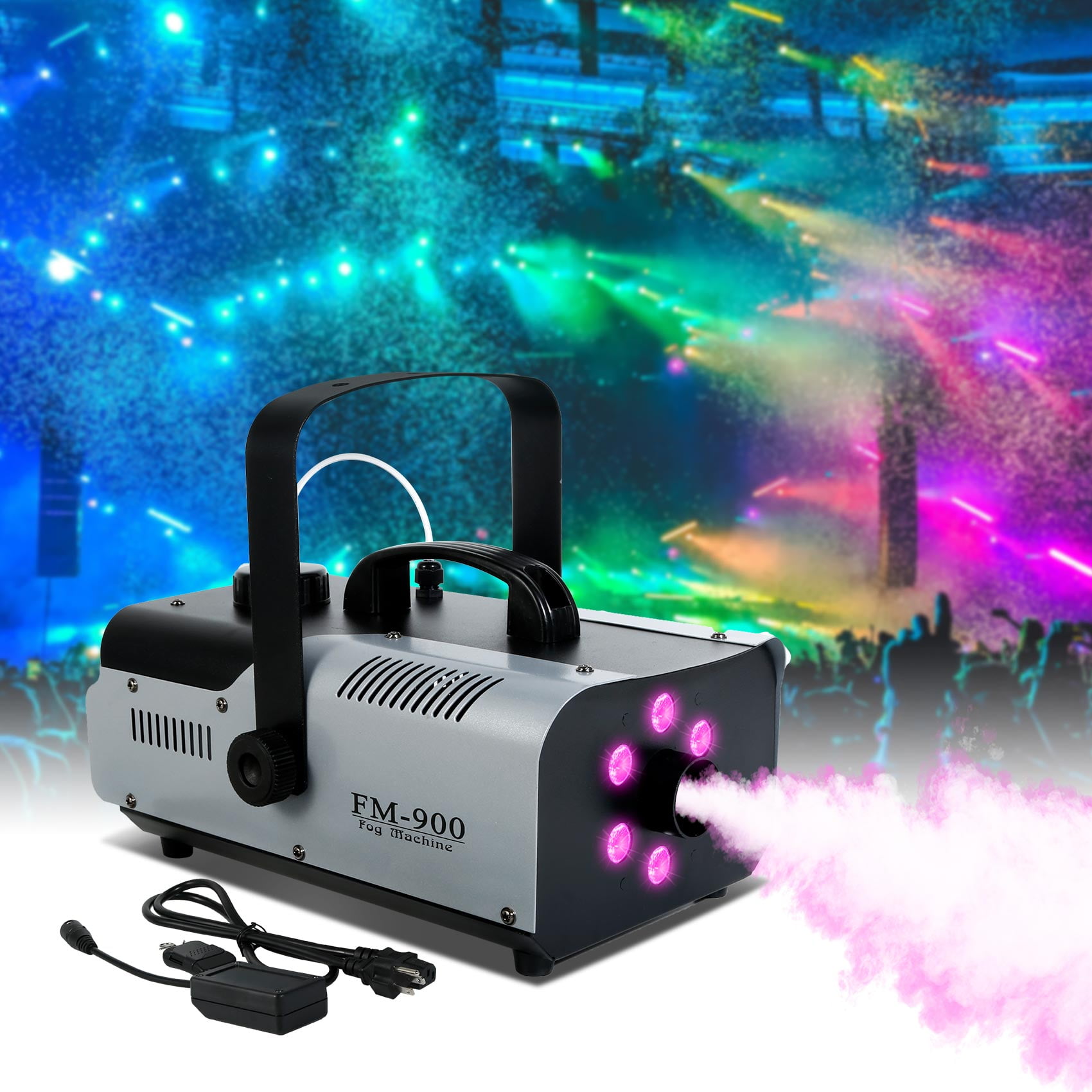 TCMT 900W DJ Fog Machine with 6 LED Lights, RGB 3IN1 Fogger Smoke Maker ...