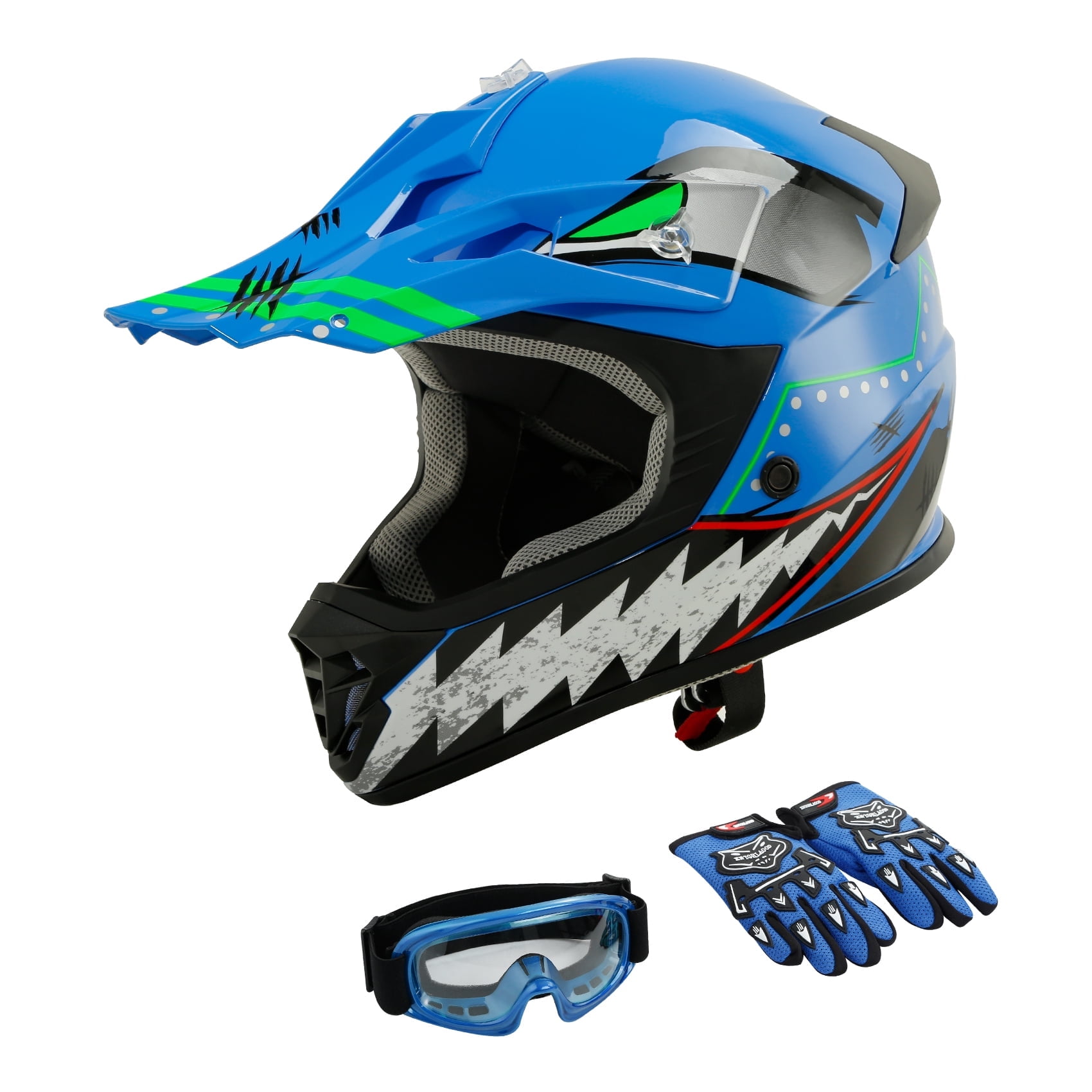 TCMT DOT Dirt Bike Helmet for Kids, Goggles & Gloves, Motocross Offroad ...