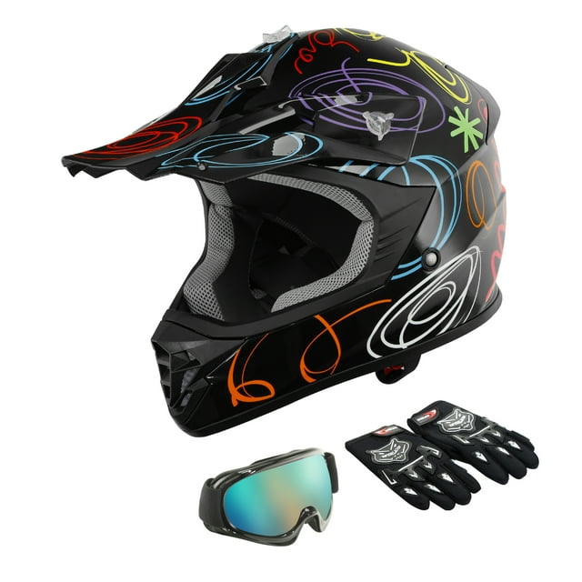TCMT DOT Youth M Dirt Bike Helmet Set, Motocross/Street Motorcycle ...